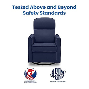 Delta Children Clair Slim Nursery Glider Swivel Rocker Chair, Navy