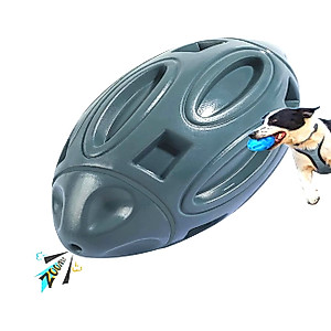 vnice Indestructible Squeaky Dog Toy,Elasticity Rubber Rugby,Puppy Clean Toothbrush, Anxiety Release, Pet Interactive Ball Toy for Small Medium and Large Breed(Gray)