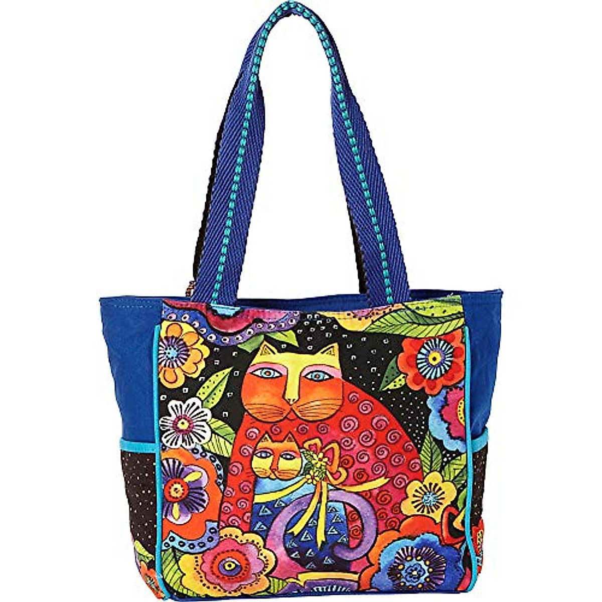 Laurel Burch Mother Daughter In Flowers Medium Tote (Blue)