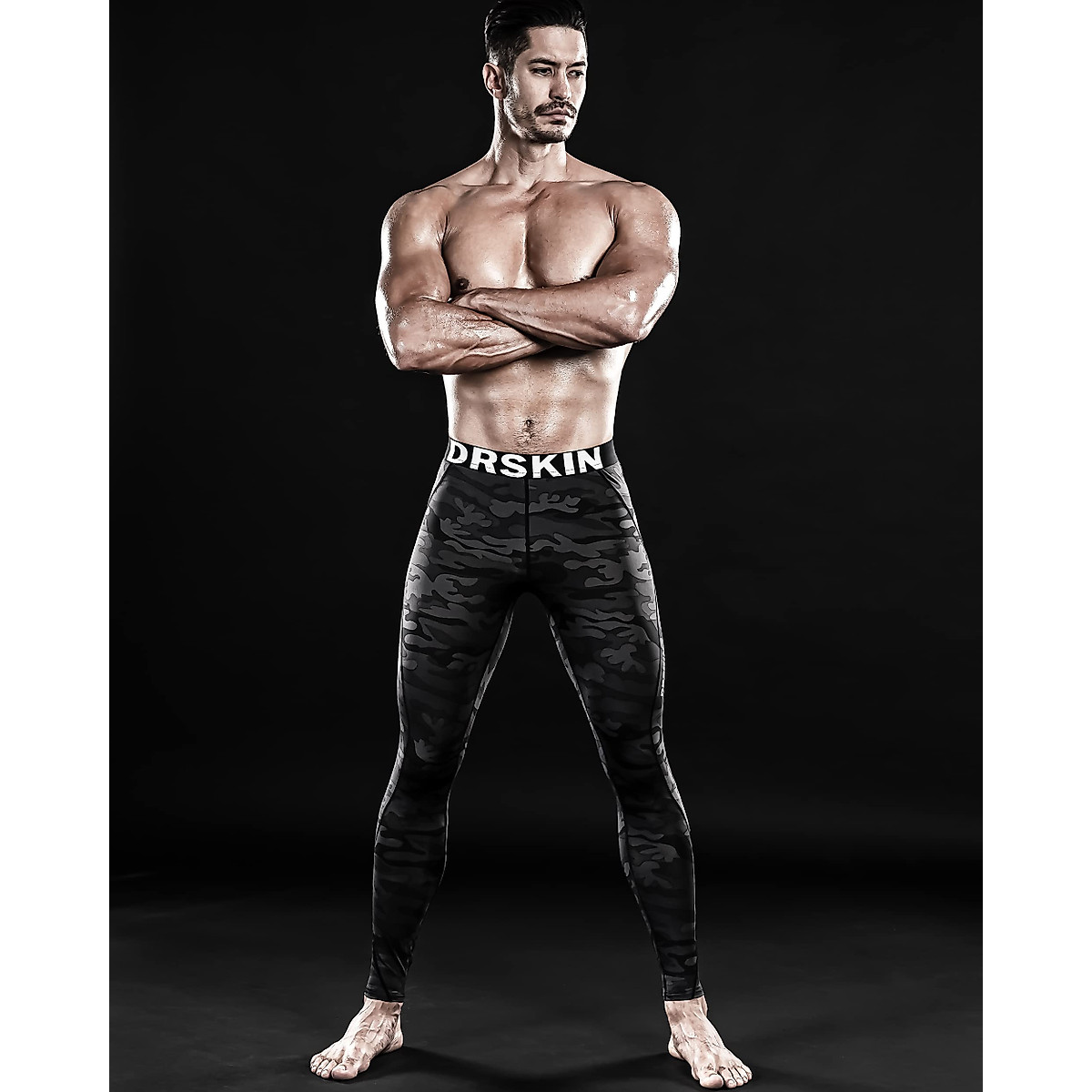DRSKIN Men’s Compression Pants Tights Leggings Sports Baselayer Running Athletic Workout Active (DMBB04, L) Black