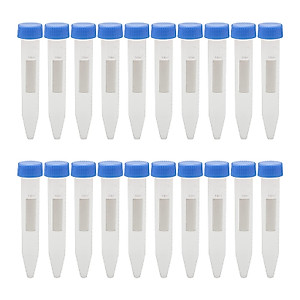 Kesell 10ml Centrifuge Tube Conical Bottom Blue Screw Cap with Clear Graduation and Writing Area, Pack of 20