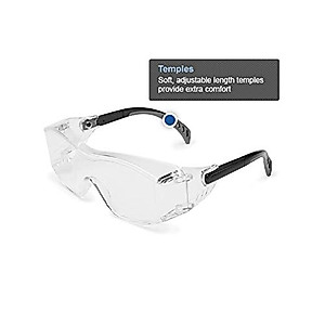 Gateway Safety 6980 Cover2 Safety Glasses Protective Eye Wear - Over-The-Glass (OTG), Clear Lens, Black Temple