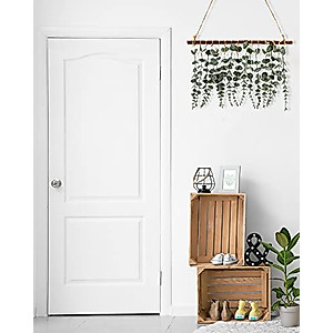 MOVNO Eucalyptus Wall Hanging Decor - Artificial Cute Boho Wall Decor, Fake Eucalyptus Leaves Greenery with Wooden Stick for Living Room, Office, Nursery, Kitchen, Bedroom Wall Farmhouse Decoration-B