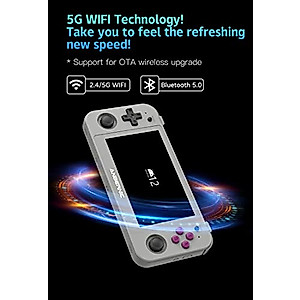 RG505 Retro Game Handheld Game Console 4.95’’ OLED Touch Screen with Android 12 System Unisoc Tiger T618 and Compatible with Google Play Store Built-in 128G TF Card