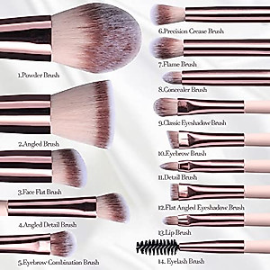 BS-MALL Travel Makeup Brush Set Foundation Powder Concealers Eye Shadows Makeup Set with LED light Mirror 14 Pcs Pink