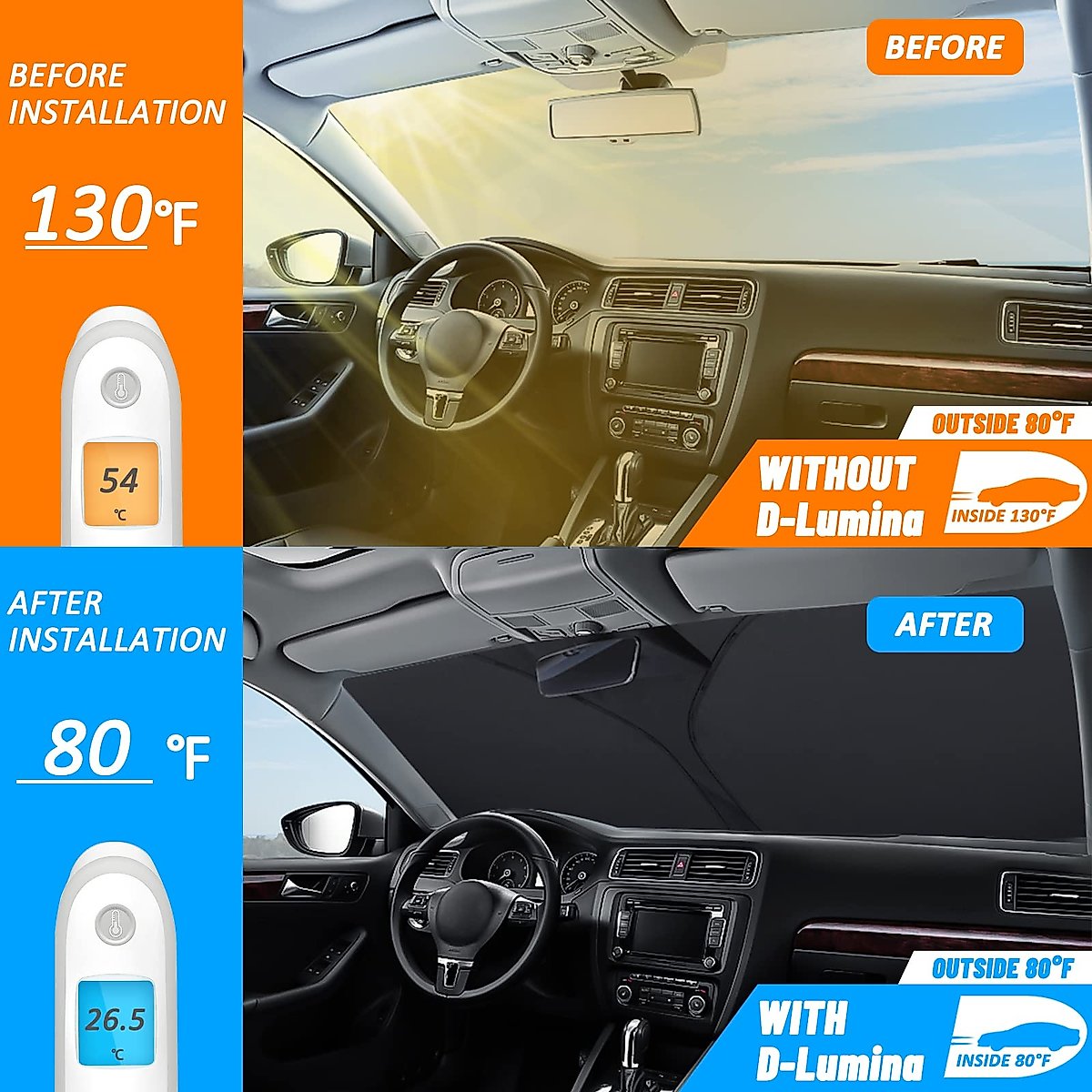 D-Lumina Windshield Sun Shade for 2020 2021 2022 2023 Hyun-dai Palisade Accessories, Front Window Sunshade Sun Visor Protector Block UV Rays Heat, Foldable 2 Layers 210T Material