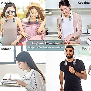 portable neck fan,neck fans portable rechargable battery operated hanging personal neck fan bladeless cooling hands free ,3 Speeds djustment , fans around your neck for women/men Outdoor Sports