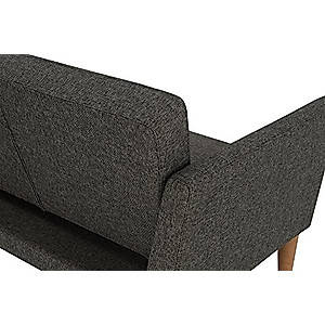 Novogratz Regal Futon with Tufted Linen Upholstery, Grey