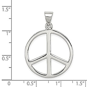 925 Sterling Silver Peace Sign Inspirational Symbol Necklace Charm Pendant 35mm x 24mm Only