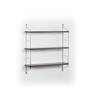 HT Design Floating Wall Decor Wall Mounted Rustic Decorative Hanging 3 Tier Metal Bracket Shelf for Books and Collectibles, Walnut/Chrome