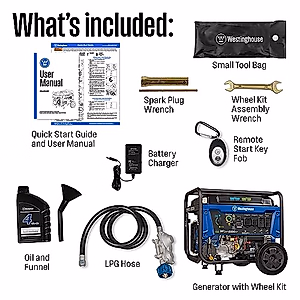 Westinghouse Outdoor Power Equipment 12500 Peak Watt Dual Fuel Home Backup Portable Generator, Remote Electric Start, Transfer Switch Ready, Gas and Propane Powered, CARB Compliant