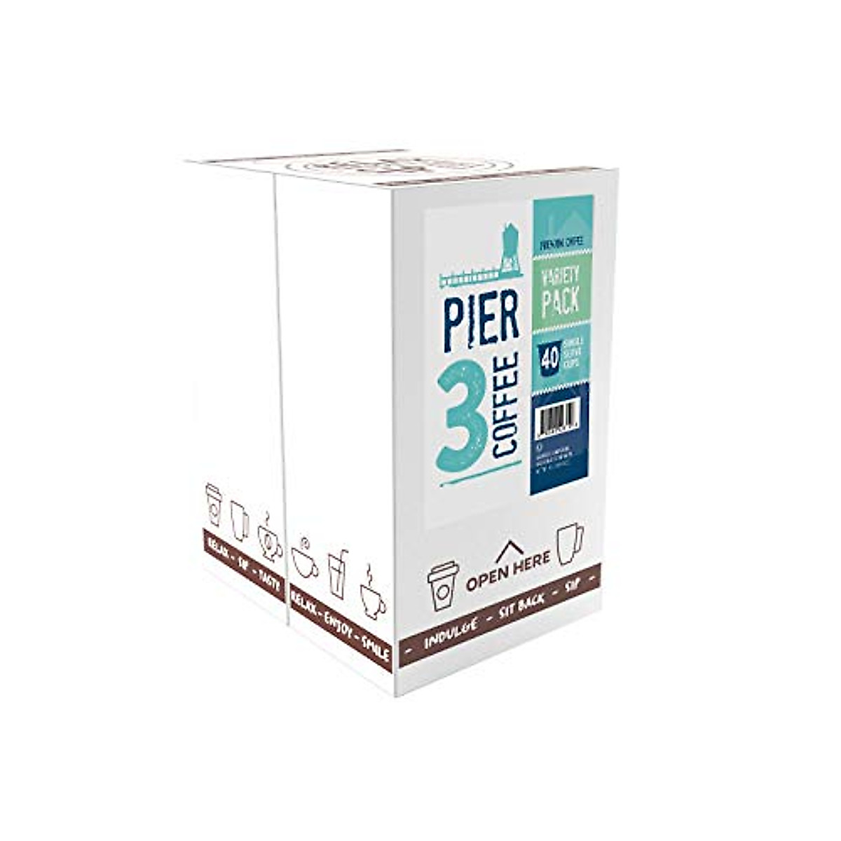 Pier 3 Coffee Pods Variety Pack, Compatible With 2.0 K Cup Brewers, 40Count