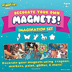 Decorate and Design Your own Magnets Craft Set Kit | Project for Kids of All Ages | Make a Fairy, Unicorn, Flower, Unicorn, Mermaid, Butterfly (Imagination Set)