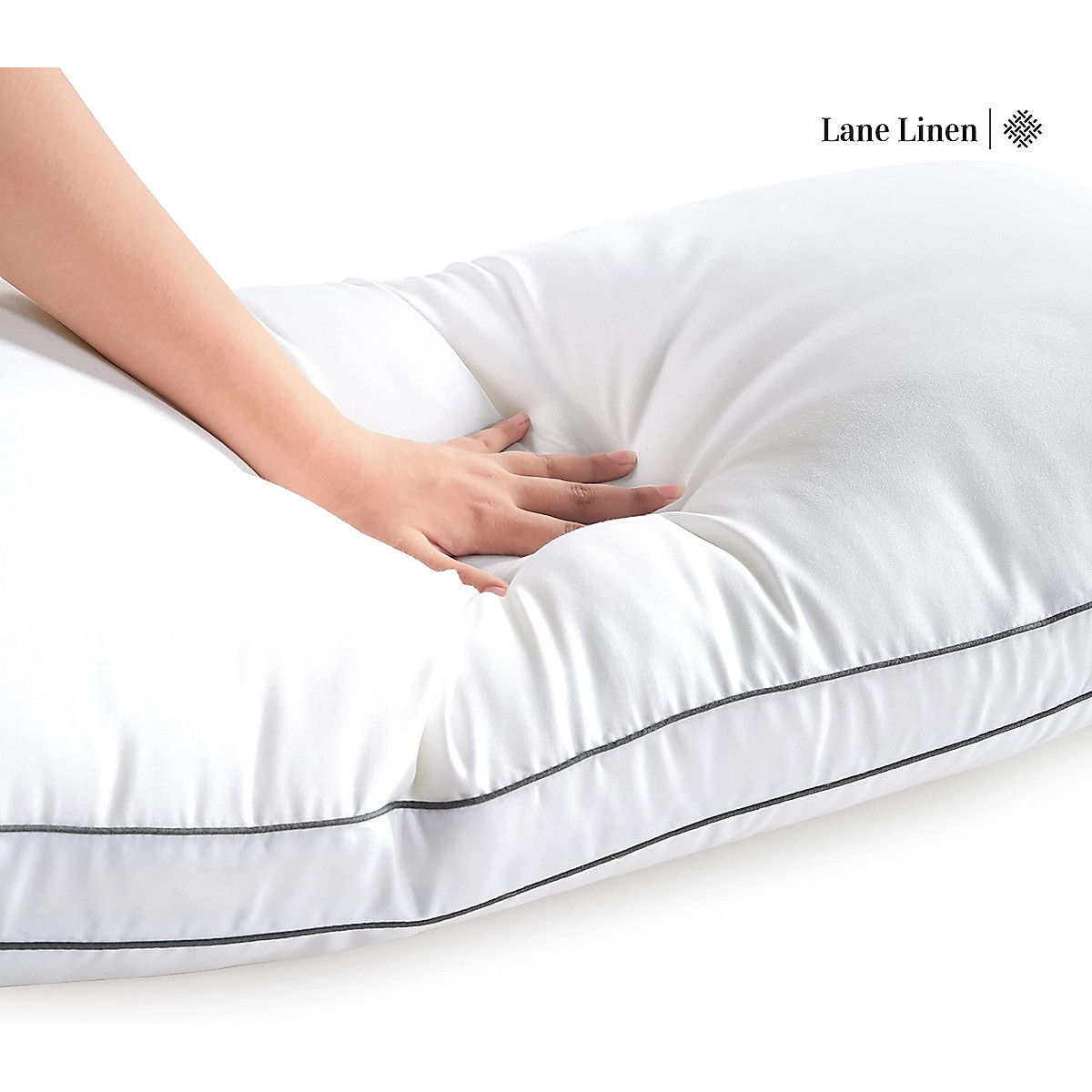 LANE LINEN Bed Pillows King Size Set of 2 (20"x36") - Soft Gusseted Pillow for Back, Stomach or Side Sleepers - Hotel Quality Down Alternative King Pillows 2 Pack - White