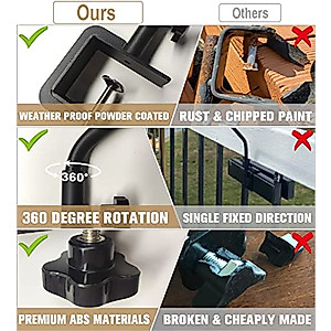 Tuohours 38 Inch Extended Reach Deck Hook Hanger for Railing, Heavy Duty Outdoor Plant Hook Holder for Hanging Bird Feeder Flower Basket Planter or Lanterns, 1 Pack