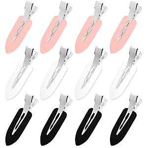 QUEENTI Hair Clip, 12Pcs No Crease Hair Clips for Styling, Makeup, Sleeping, Makeup Application ABS Resin and Stainless Steel, Non Slip, No Bend Design, Suitable for All Hairstyles