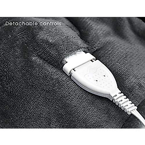 Marquess Electric Blanket Queen Size, Sherpa Flannel Heated Blanket with Dual Control, 10 Heat Settings, Automatic Shut Off Adjustable, Machine Washable (Grey, Queen)