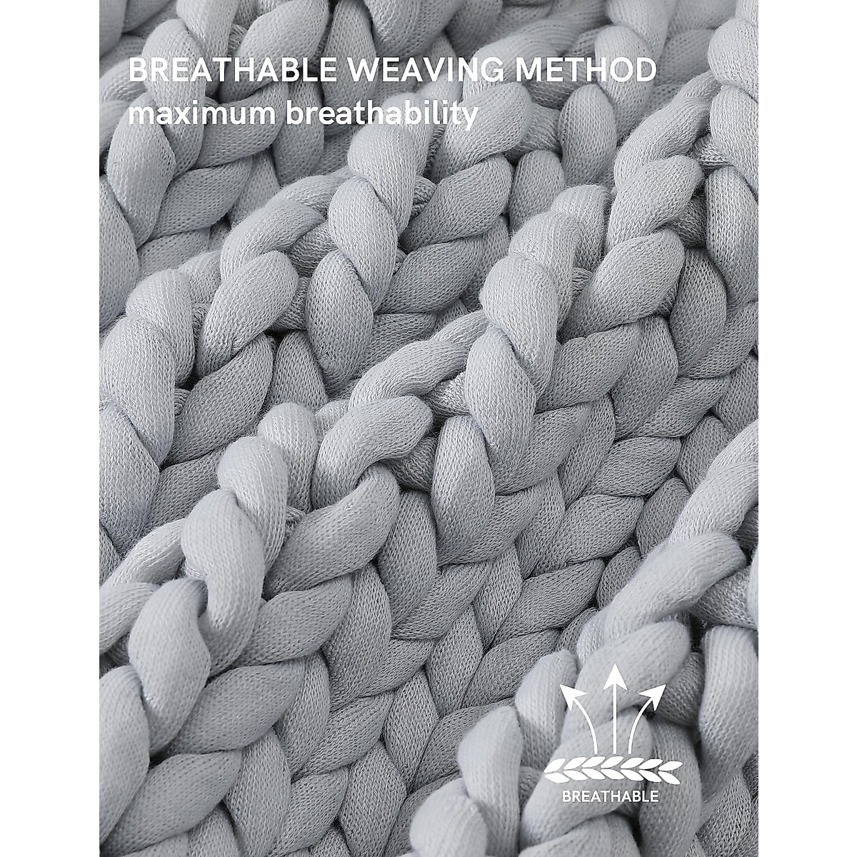 YnM Chunky Throw Blanket, Medium-Weight, Hand Knitted, Skin Friendly, Ventilated and Breathable, Machine Washable, Home Décor Piece for Couch, Sofa and Bed (Lunar Grey, 40x50 Inch)