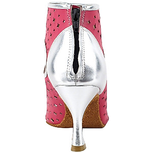 Very Fine Women's Salsa Ballroom Tango Dance Shoes CD3022 Bundle with Shoe Brush, Peach & Silver 8.5 M US 3"