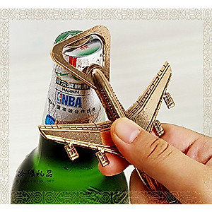 Youkwer 20 PCS Skeleton Airplane Bottle Opener with “OUR ADVENTURE BEGINS”Exquisite Packaging for Wedding Party Favors & Decorations (Dark Gold)