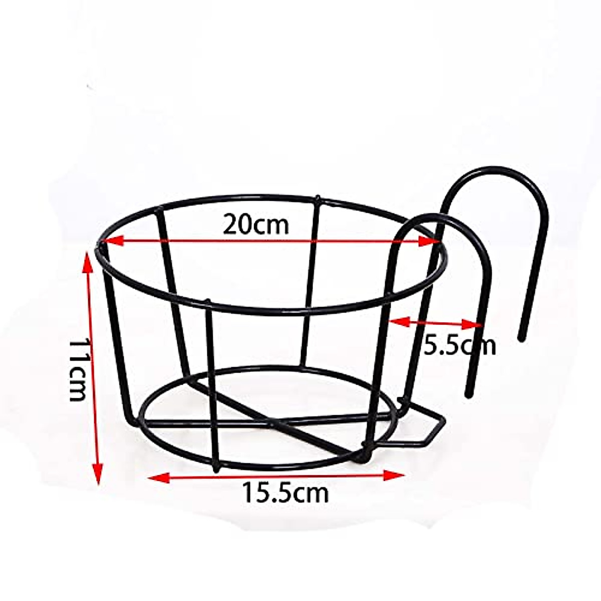 EIMQUVW 4 Pack Round Hanging Railing Planters Basket Metal Balcony Planters Railing Hanging Flower Pot Holders for Outside,Indoor，Balcony,Garden(20CM)