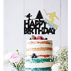 BIABISD Snow ski cake topper Ski lovers birthday theme decoration Ski sports theme birthday party decoration
