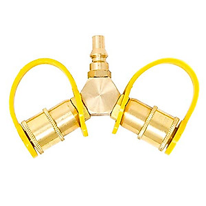 GasOne 2147 11/4 Y Splitter Trailer Propane Hose for RV Tabletop Grill, 2 Way LP Gas Adapter 1/4" Quick Connect Disconnect Kit