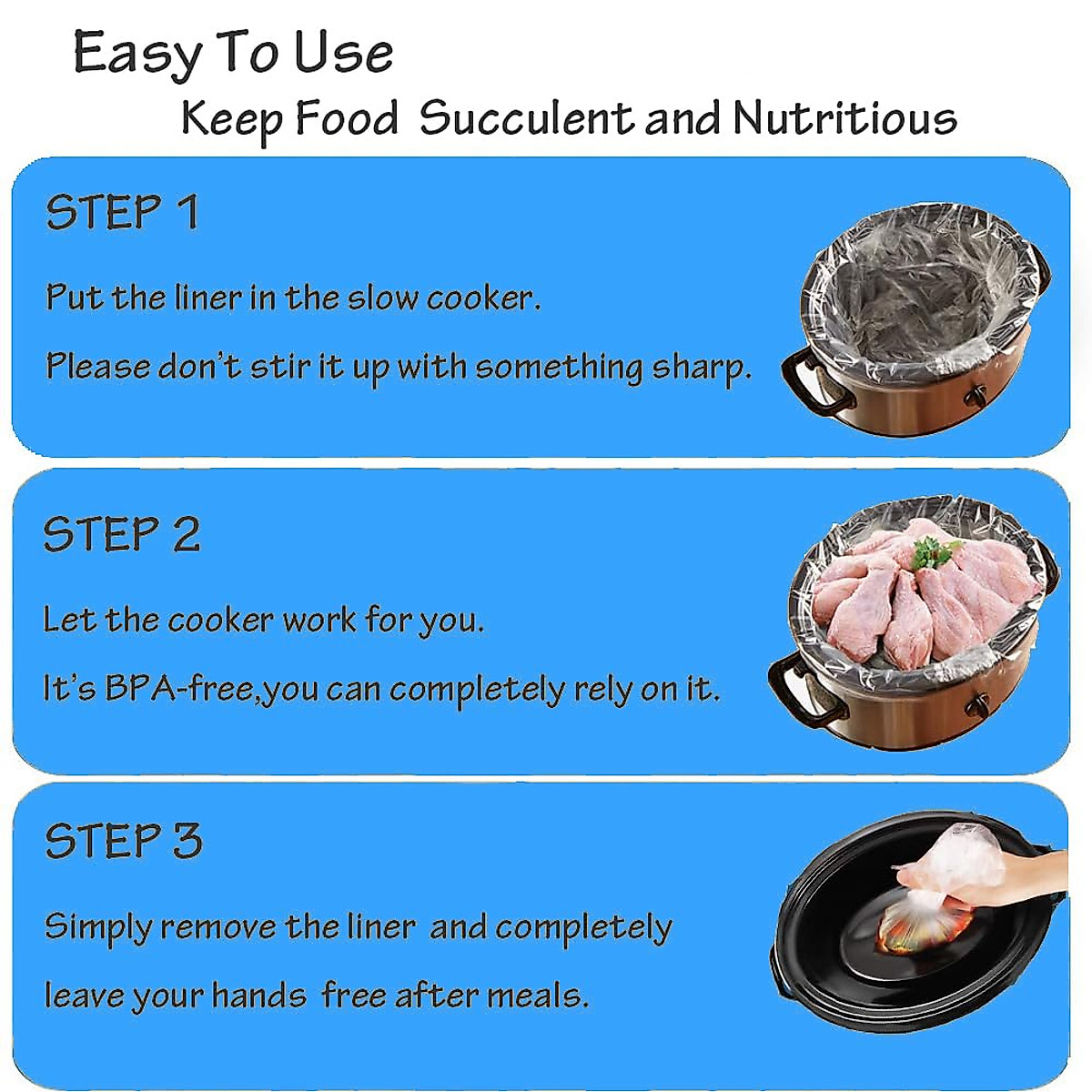 Slow Cooker Liners Small Size Pot Liners Disposable Cooking Bags Fit 1QT to 3QT Suitable for Slow Cooker and Oval & Round Pot (16)