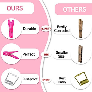 48 Pack Pink Plastic Clothespins, Heavy Duty Laundry Clothes Pins Clips Pegs, Drying Line Pegs Small Colored Clothes Pins for Outdoor, Clothesline Crafts Picture Clips Food Package Clips