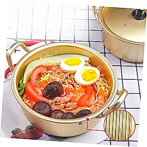 Housoutil Korean Ramen 1 Set Instant Noodle Pot Ramen Pot with Lid Pan with Lid Korean Noodle Pot Ramen Noodle Pot Sauce Pan Aluminum Tool Quick Heat Golden Ramen Cookware Ramen Cooker