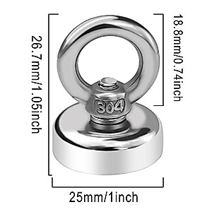 DIYMAG Magnetic Hooks 60 lbs(27 KG) Pulling Force Rare Earth Magnetic Hooks with Countersunk Hole Eyebolt for Home, Kitchen, Workplace, Office and Garage, 10 Packs
