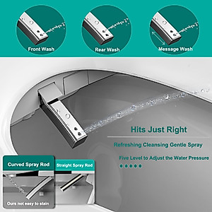 AQUATIZ Elongated Smart Toilet Bidet, Electric Toilet Seat with Self-Cleaning Nozzle, Adjustable Warm Water, Deodorizer, Air Dryer, LED Night light (Remote Control)