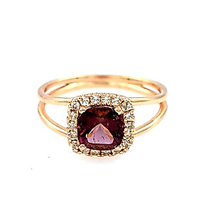 Natural Pink Tourmaline 7 MM Cushion Cut Gemstone 925 Sterling Silver October Birthstone Solitaire Unisex Ring For Christmas Gift (Rose Gold Rhodium Plated Silver, 8.5)