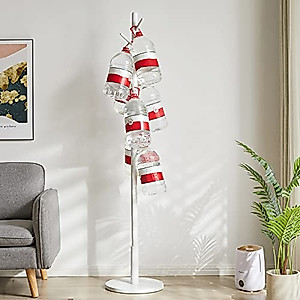 IBUYKE Coat Rack Stand, Freestanding Coat Tree with Solid Round Base and 8 Hooks, Easy Assembly Wooden Coat Hanger, Clothes Rack for Hallway Entryway, Living Room, Bedroom, Office, White WD-114