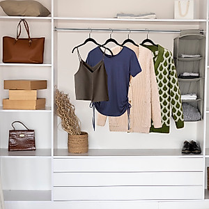 Quality Hangers 50 Pack - Heavy Duty Anti Rust Plastic Clothes Hangers, Space Saving Closet Hangers with Chrome Swivel Hook, Functional Non-Flocked Hangers, Black