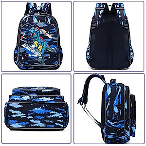 Dorlubel Kids Backpack for Boys Elementary Kindergarten Preschool School Bag Multifunctional Cute Large Capacity Bookbag (Green Cool Dino)