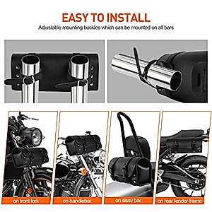 Sresk Motorcycle Handlebar Bag Front Fork Bag Barrel Bag Tool Roll Bag Tail Bag Tool Pouch Sissy Bar Storage Bag for Harley Kawasaki Suzuki Yamaha Sportster Dyna 883 Vulcan V-star (B)