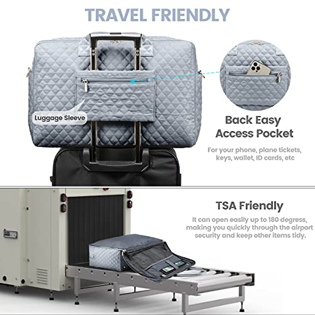 LOVEVOOK Travel Duffle Bag, Weekender Bag for Women with Toiletry Bag Carry on Overnight Bag with Laptop Compartment, Yoga Gym Bag with Wet Pocket Shoe Bag, Hospital Bag for Labor and Delivery, Beige