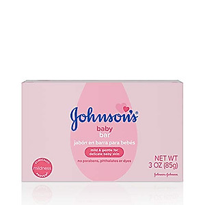 Johnson's Baby Body Soap Bar, Gentle for Baby Bath and Skin Care, Hypoallergenic and Dermatologist Tested, Paraben Free, Phthalate-Free, Dye-Free, 3 oz (Pack of 6)