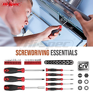 Hi-Spec 54pc Red Home DIY Tool Kit for The Household, Office & Garage. Complete Basic House Tool Box Set