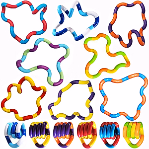 10pcs Fidget Toys - Sensory Items Quiet Fidget Toys for Adults Boys Girls Anxiety Stress Relief Toys Pack- Squeeze, Twist, Chain Spinner Alternative Gift