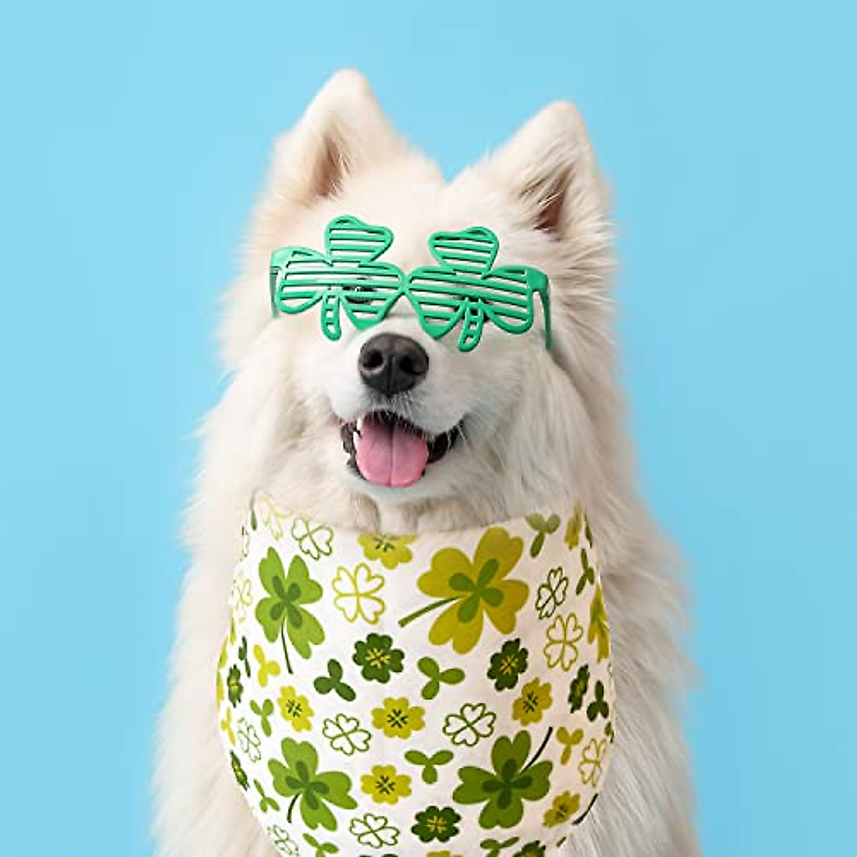 St Patrick Dog Bandana, Holiday Lucky Clover Cat Bib for Large Medium Small Puppies Pets