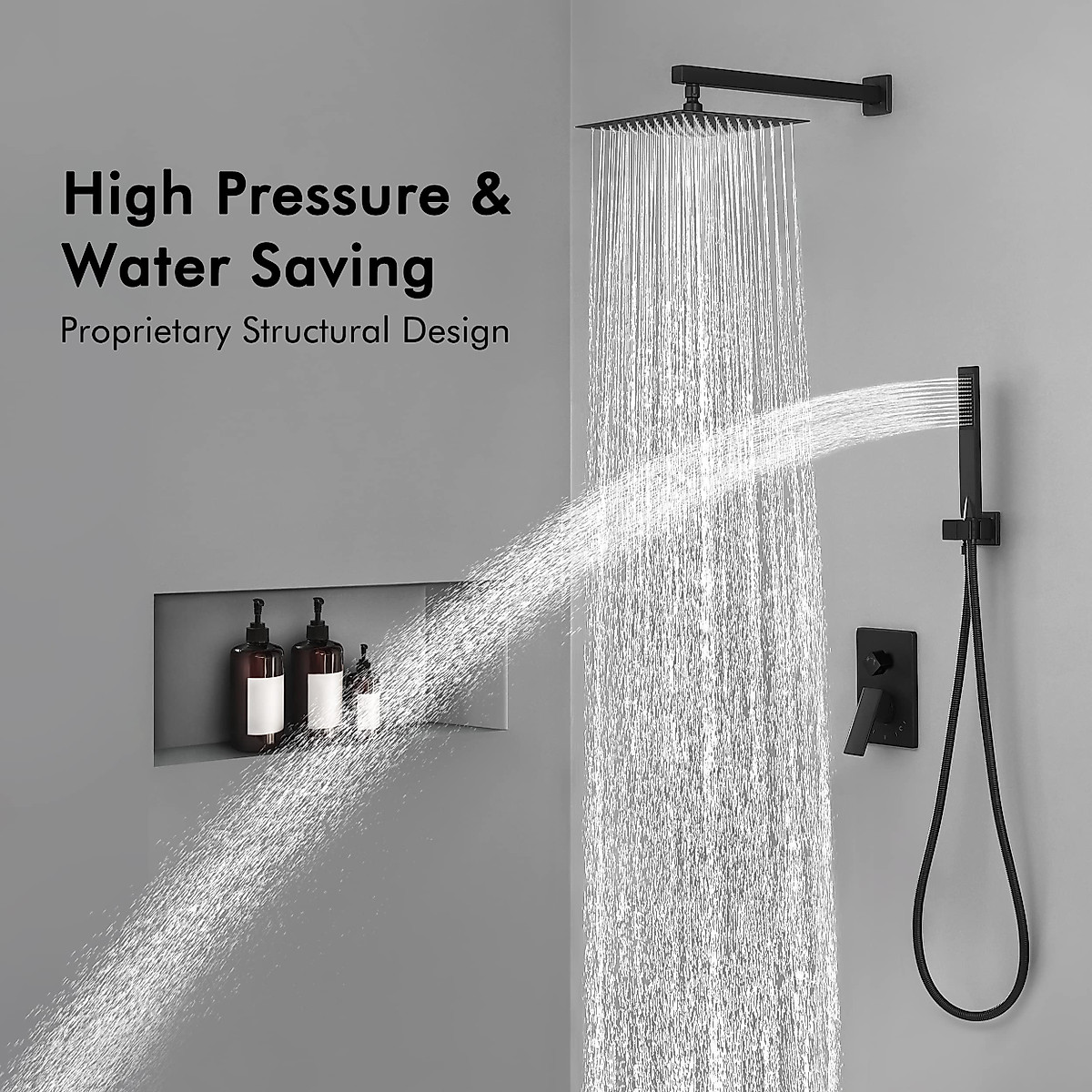KES Shower Faucet Set, 10 Inches Rain Shower Head with Handheld Spray, Shower System Pressure Balance Wall Mounted (cUPC Certified Shower Valve Included), Matte Black, XB6230-BK