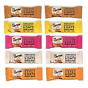 Peaceful Squirrel Variety, Bob's Red Mill Peanut Butter Oat Bars, Variety of 10 Bars, 5 Flavors, Gluten Free, Non-GMO, 1.76 Ounce