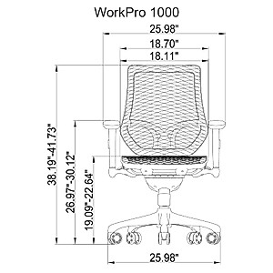WorkPro® 1000 Series Ergonomic Mesh/Mesh Mid-Back Task Chair, Black/Black