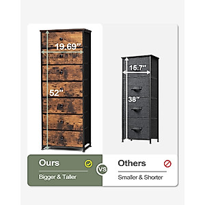 Crestlive Products Tall Dresser, 7-Drawer Fabric Storage Tower, Chests of Drawers - Vertical Organizer Unit for Bedroom, Hallway, Entryway, Nursery, Closets -Wood Top & Handles (Rustic Brown)