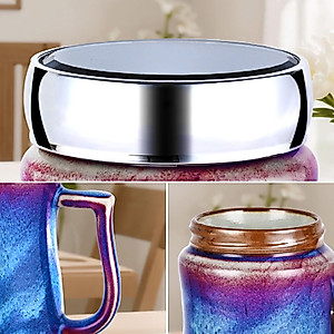 KaiCarnte Ceramic Mug,Large Ceramic Coffee Mug with Lid,14 Oz,Handmade Pottery Mug with Large Handle,Tea Cup Ceramic for Home Office,Dishwasher and Microwave Safe