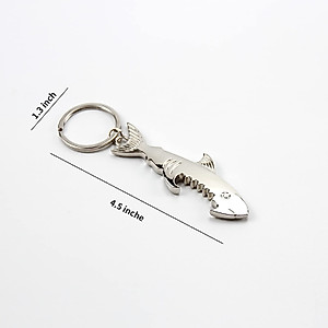 TOPASION Creative Metal Corkscrew Shark Beer Bottle Opener Keychain Pendant