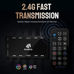 ASIAHORSE WD-001 Series 120mm Case Fan with Controller, Black 5V ARGB Motherboard Computer Case Fans Quiet High Airflow Adjustable Light Effect Computer Cooling Fan, 5 Pack