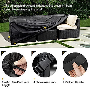 LAUSAINT HOME Patio Furniture Covers, Outdoor Furniture Set Cover Waterproof, Rectangular Outside Table and Chairs Cover, UV Resistant Anti-Fading with Storage Bag Included, 90 X 62 inch